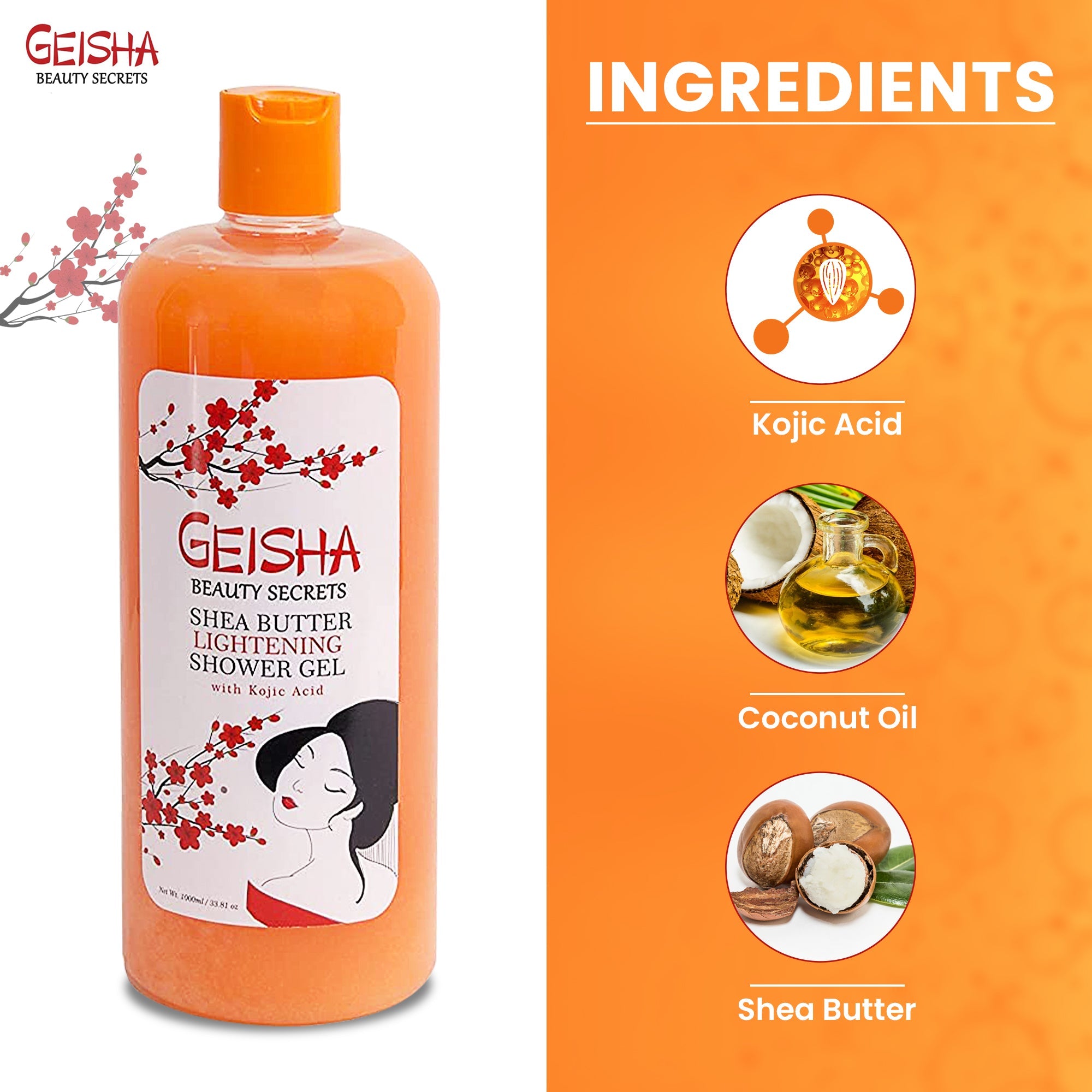Geisha Beauty Secrets Shea Butter Lightening Shower Gel With Kojic Aci ...