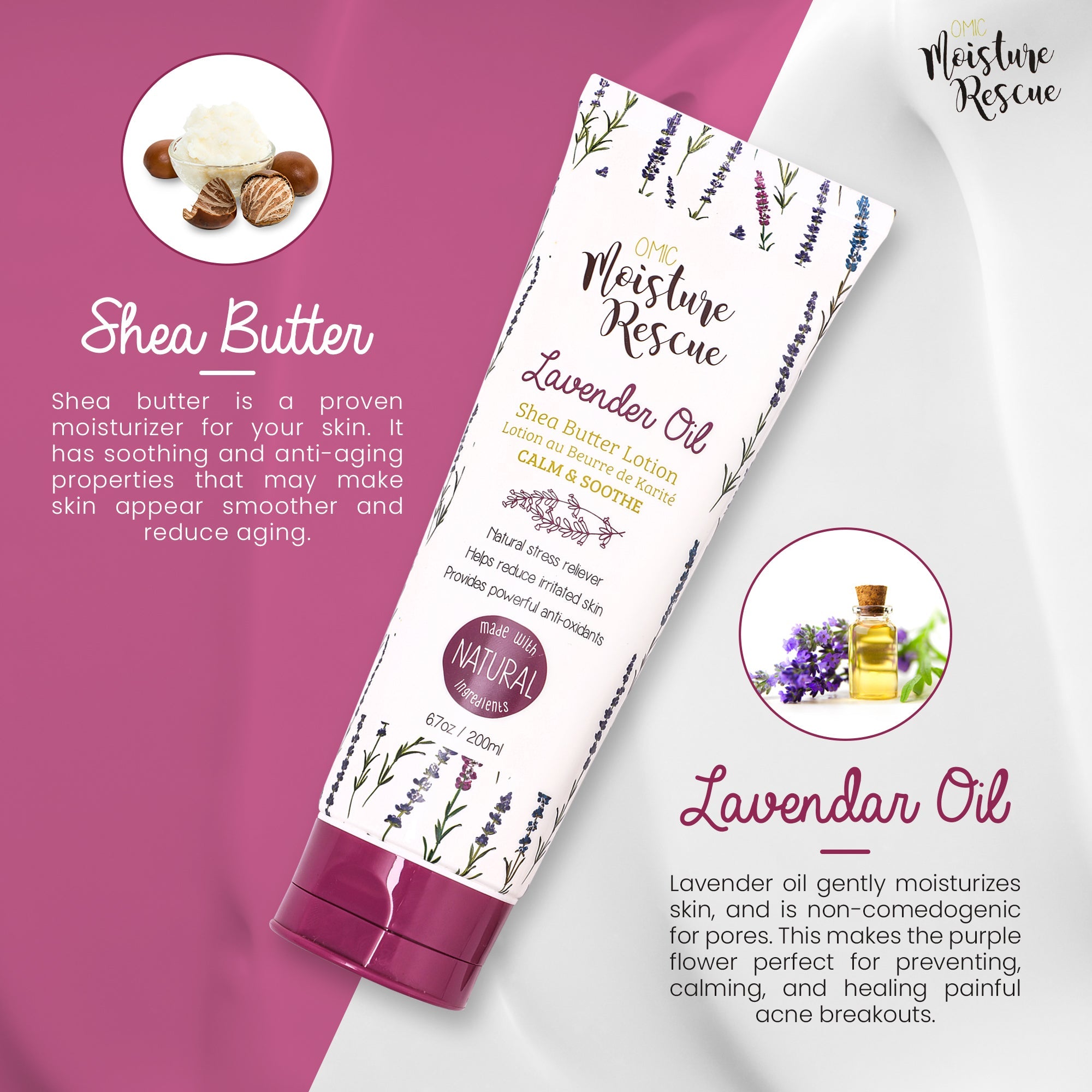 Omic Moisture Rescue Lavender Oil With Shea Butter Lotion 200ml ...