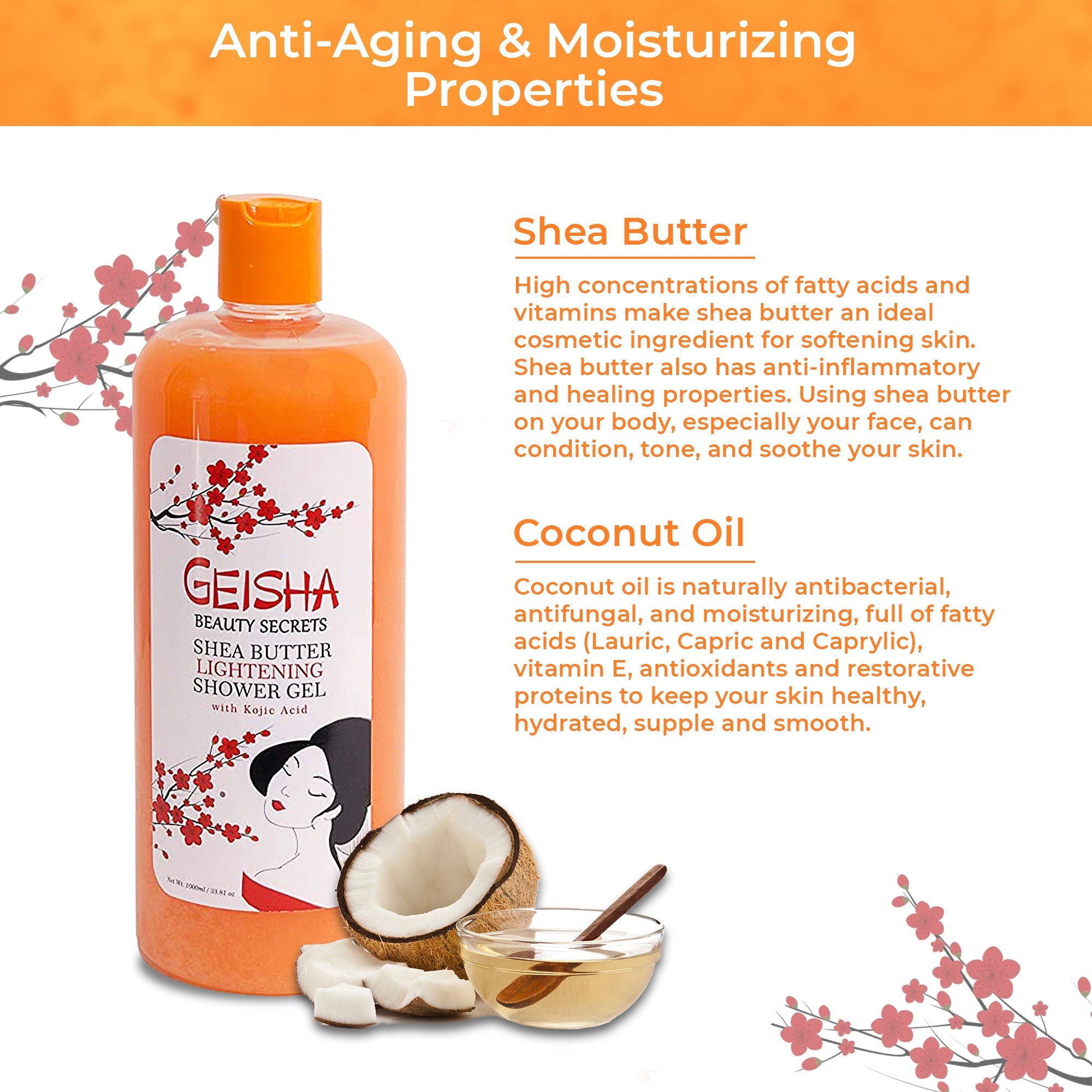 Geisha Beauty Secrets Shea Butter Lightening Shower Gel With Kojic Aci ...