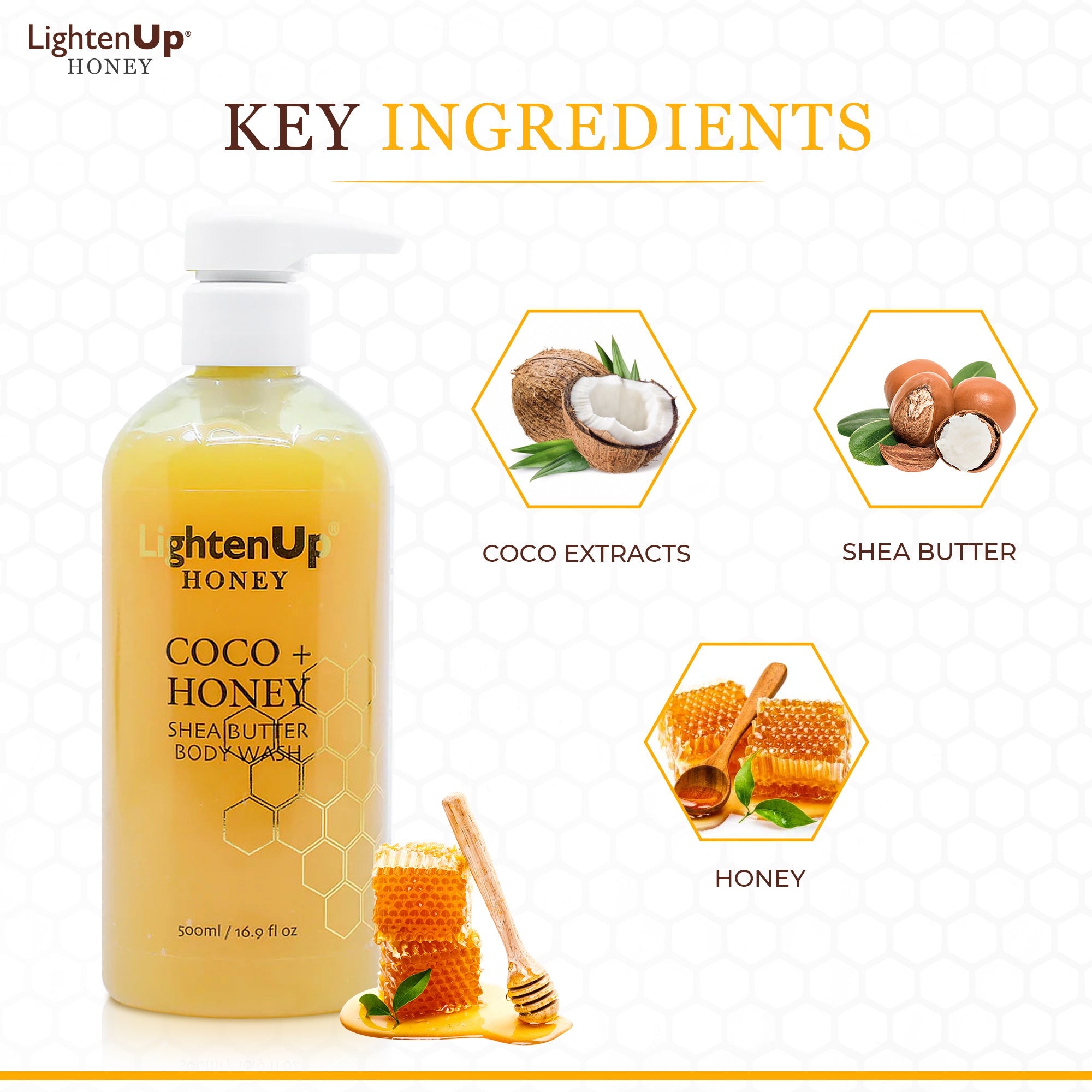 LightenUp Honey Coco + Honey Shea Butter Shower Gel 500ml ...